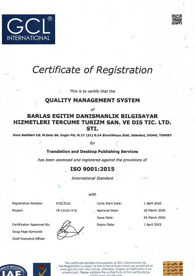 Quality Certificates – TTO